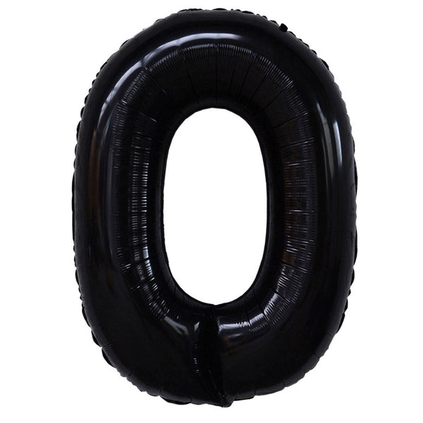 Air-Filled 40" Black Number Zero Balloon | Luft Balloon | Solid Color ...