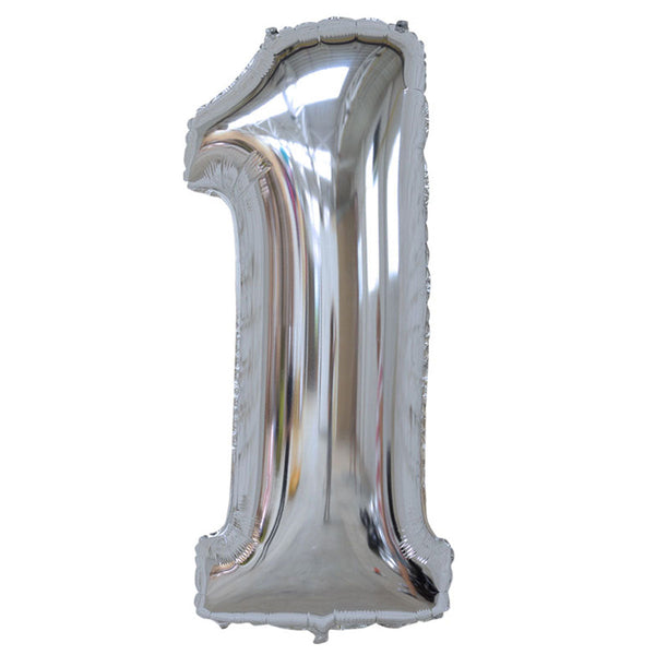 Air-Filled 40" Silver Number One Balloon | Luft Balloon | Solid Color ...