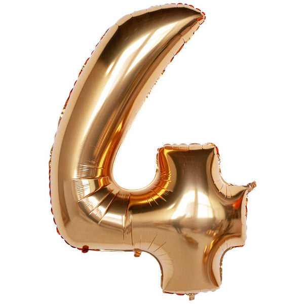 Air-Filled 40" Gold Number Four Balloon | Luft Balloon | Solid Color ...