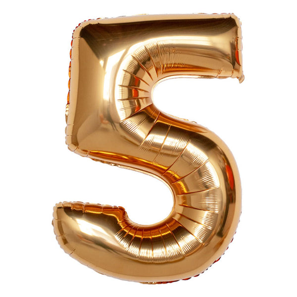 40" Gold Foil Number Five Balloon | Luft Balloon | Solid Color Balloons ...