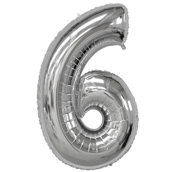 Air-Filled 40" Silver Number Six Balloon | Luft Balloon | Solid Color ...