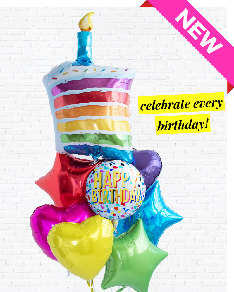 Happy Birthday Balloon Bouquet | Luft Balloon | Solid Color Balloons ...
