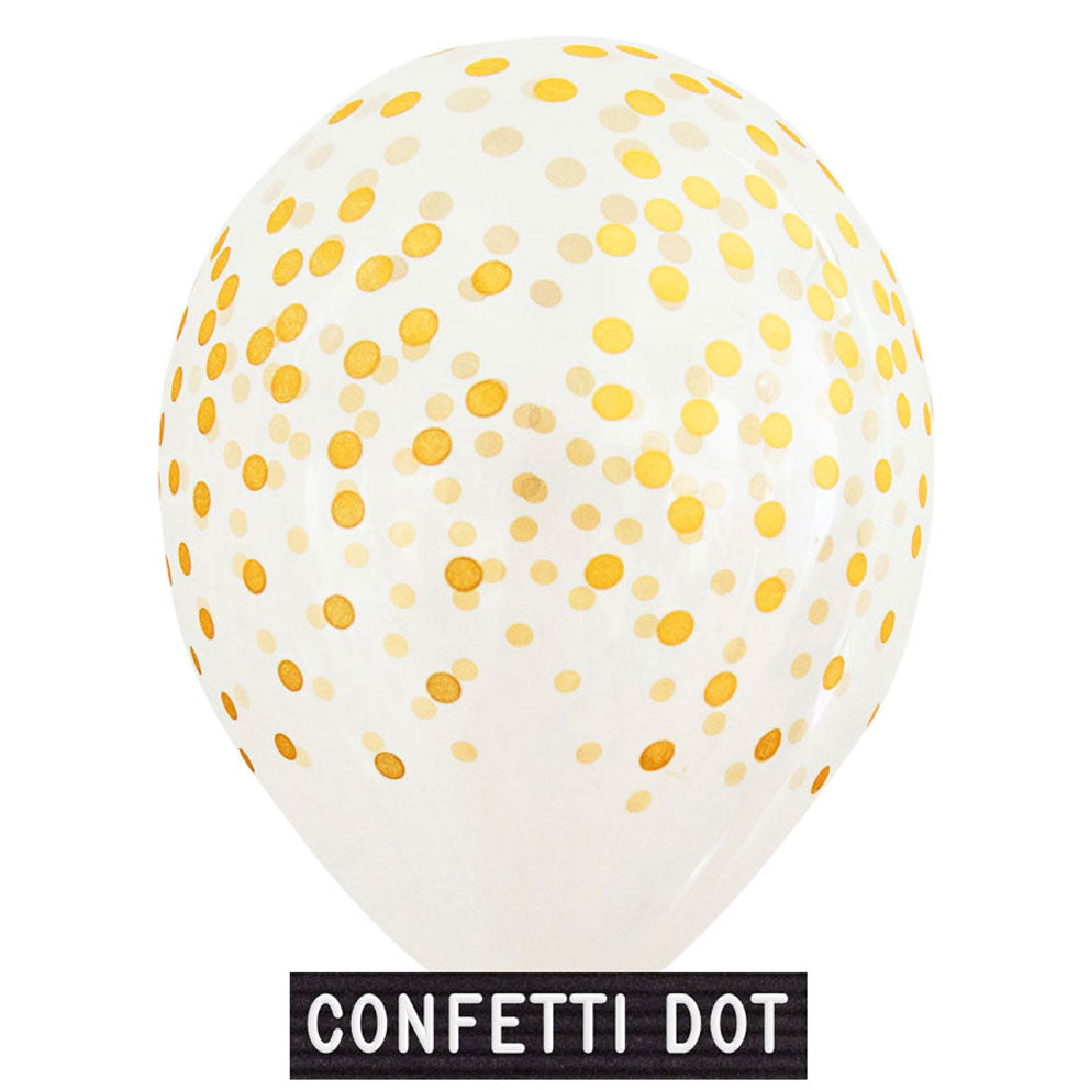 Helium-Filled 11" Gold Confetti Dot Latex Balloon