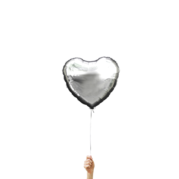 18" Chrome Silver Heart | Luft Balloon | Solid Color Balloons Chicago