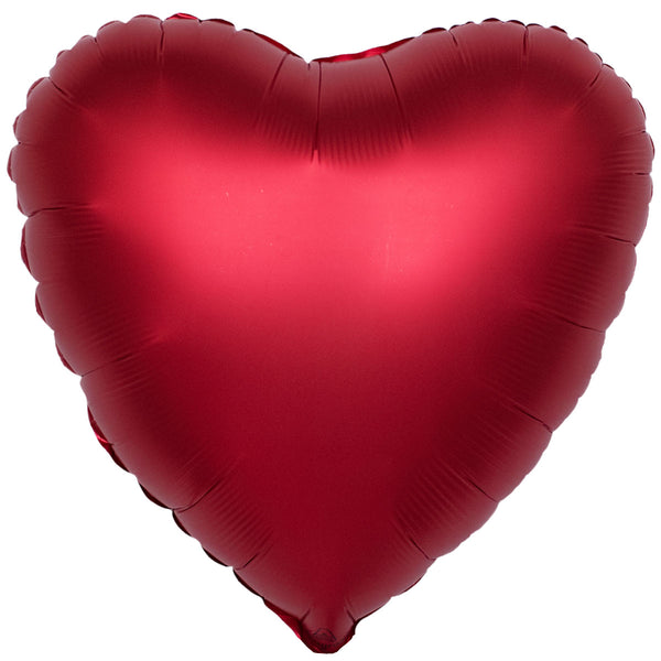 18" Satin Red Heart Balloon | Luft Balloon | Solid Color Balloons Chicago