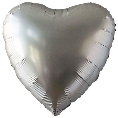 18" Satin Silver Heart Balloon | Luft Balloon | Solid Color Balloons ...